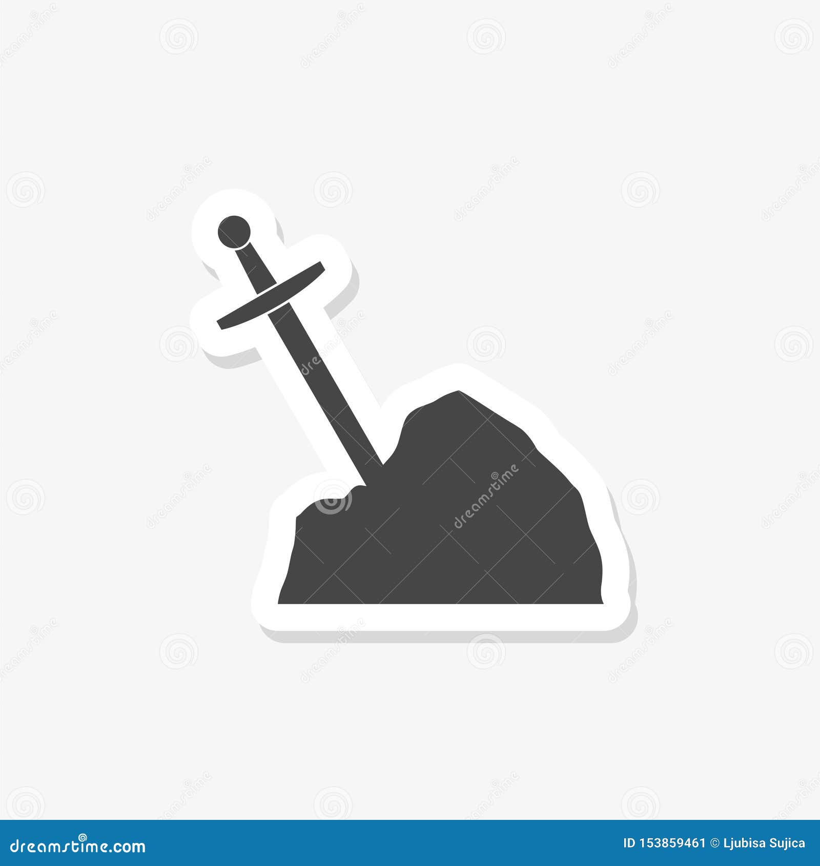 Comic Sword on a Stone Sticker. Simple Illustration Design Stock ...
