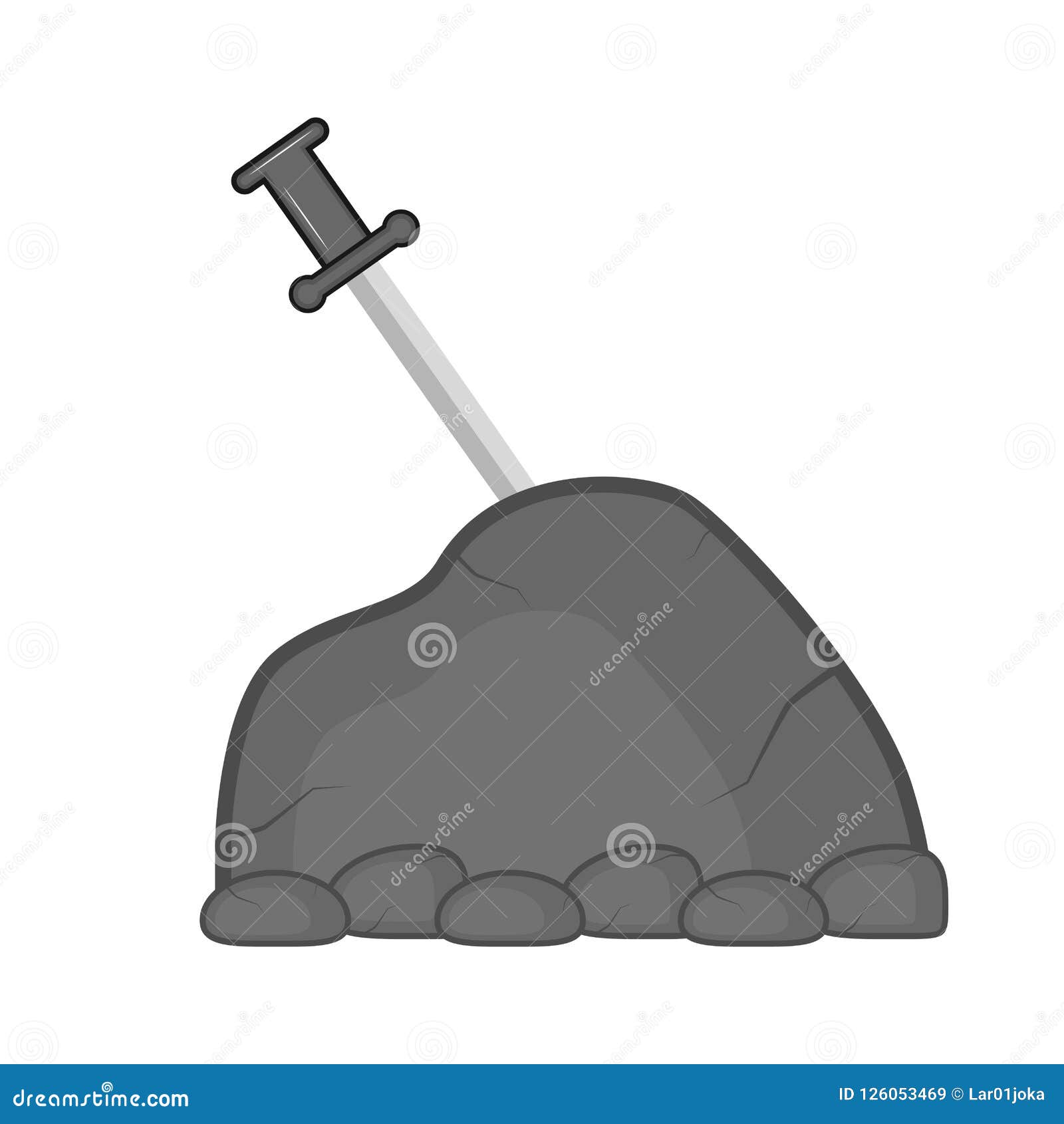 Comic sword on a stone stock vector. Illustration of symbol - 126053469