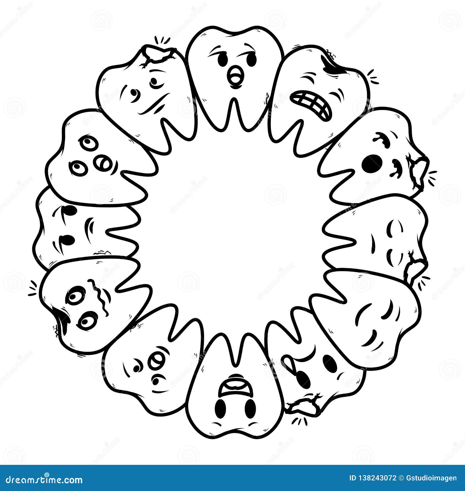 Comic Teeth Couple With Heart Kawaii Vector Illustration ...