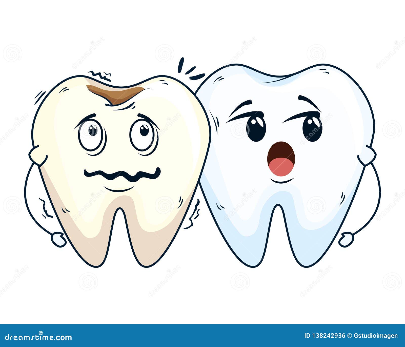 Comic Teeth Break Couple Kawaii Characters Stock Vector - Illustration ...
