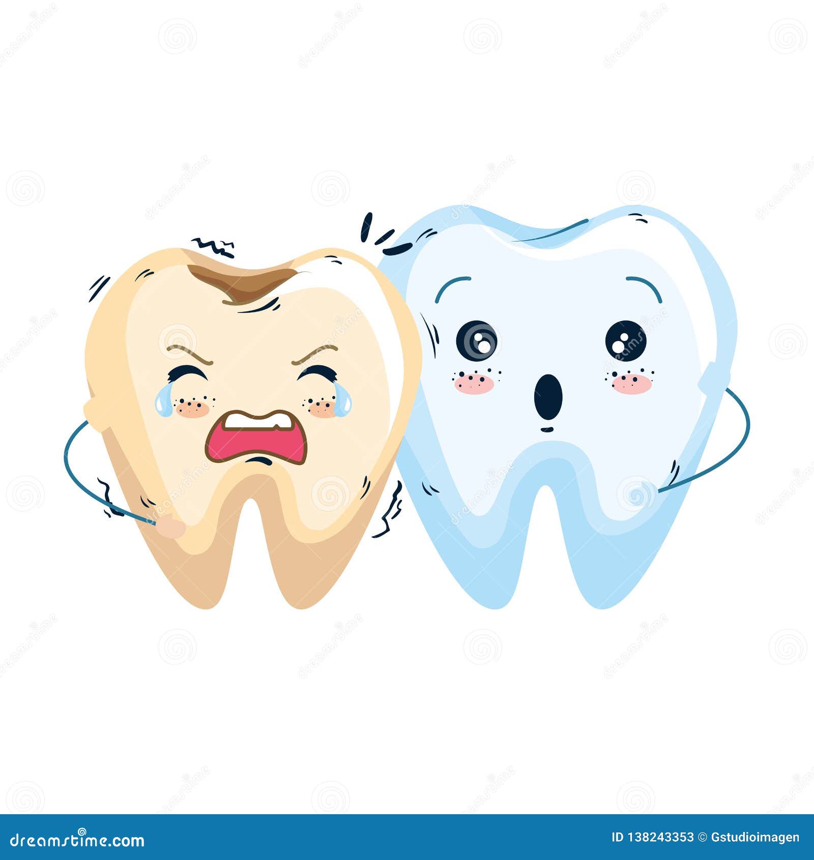 Comic Teeth Break Couple Kawaii Characters Stock Vector - Illustration ...