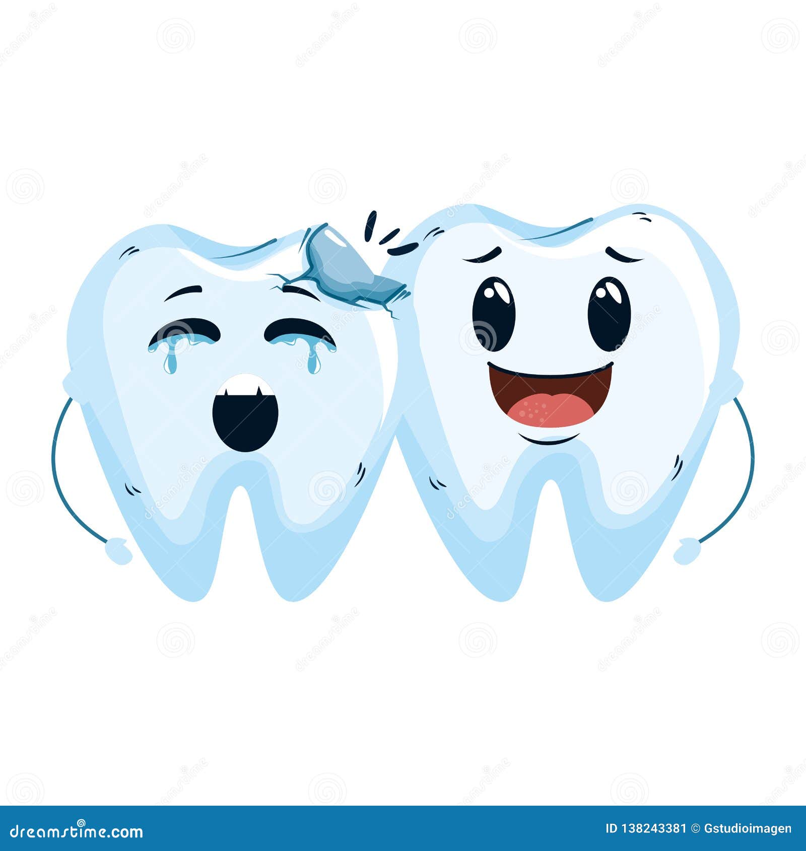 Comic Teeth Break Couple Kawaii Characters Stock Vector - Illustration ...