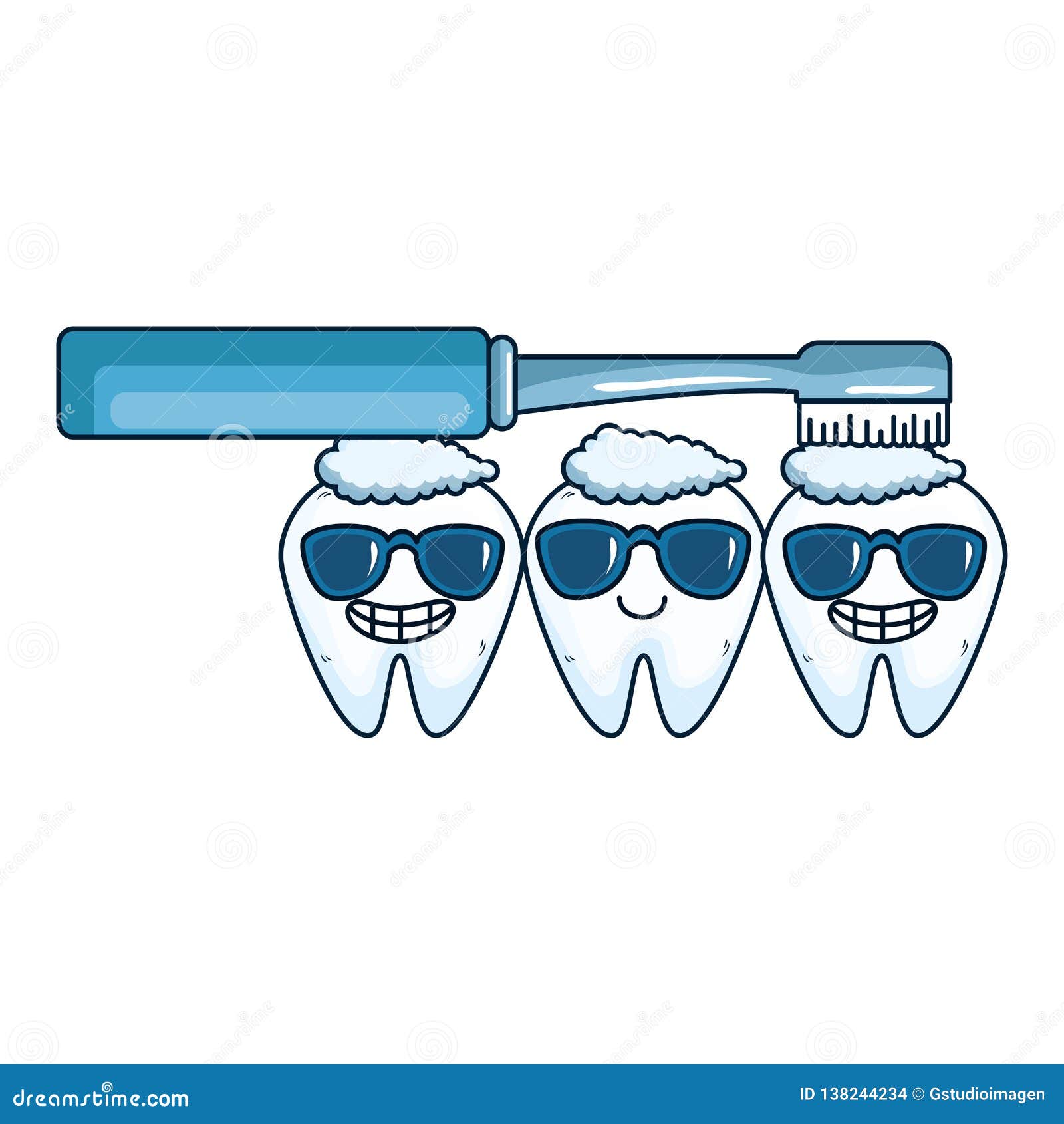 Comic Teeth with Brush Kawaii Characters Stock Vector - Illustration of ...