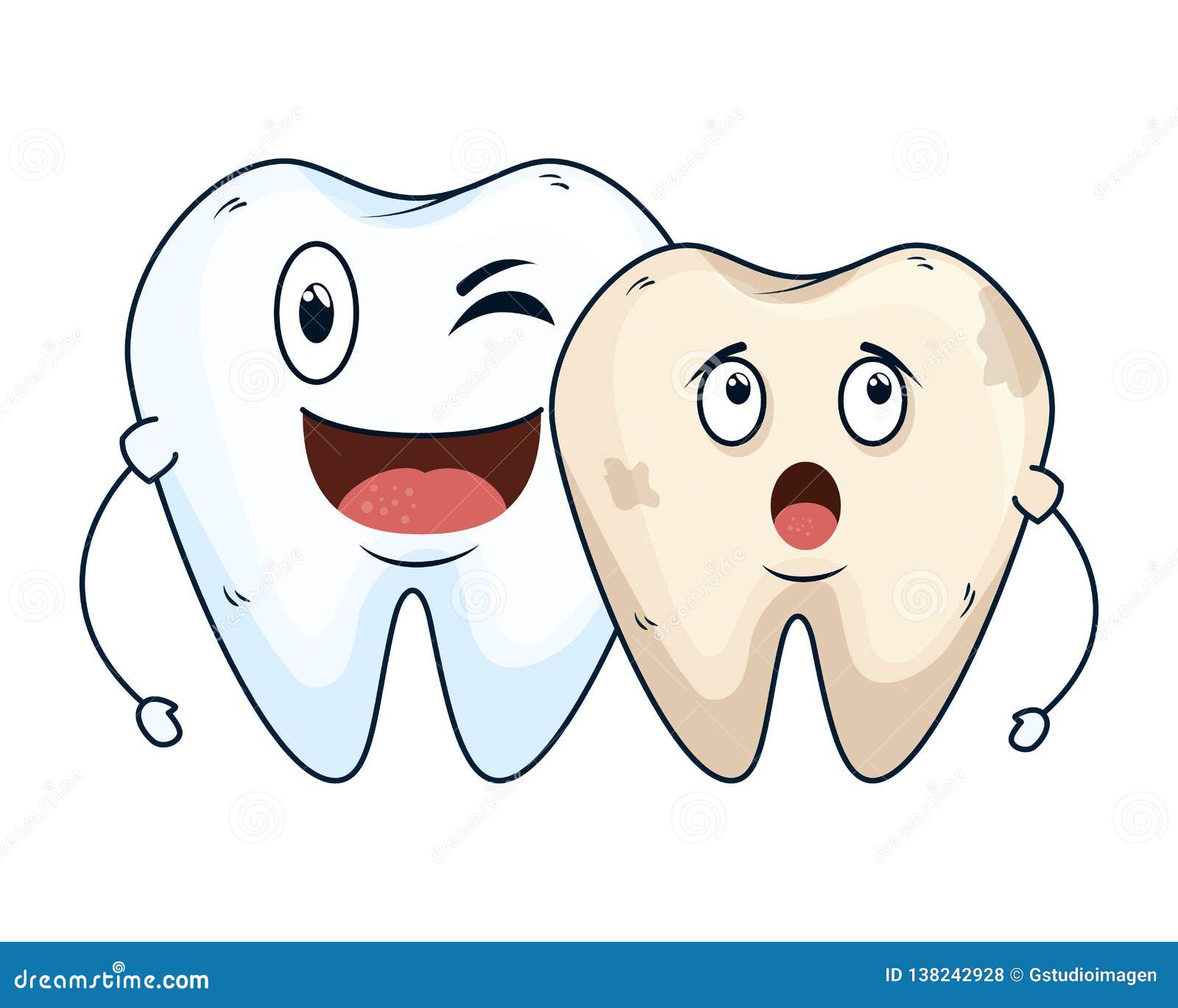 Comic Teeth Couple Kawaii Characters Stock Vector - Illustration of ...