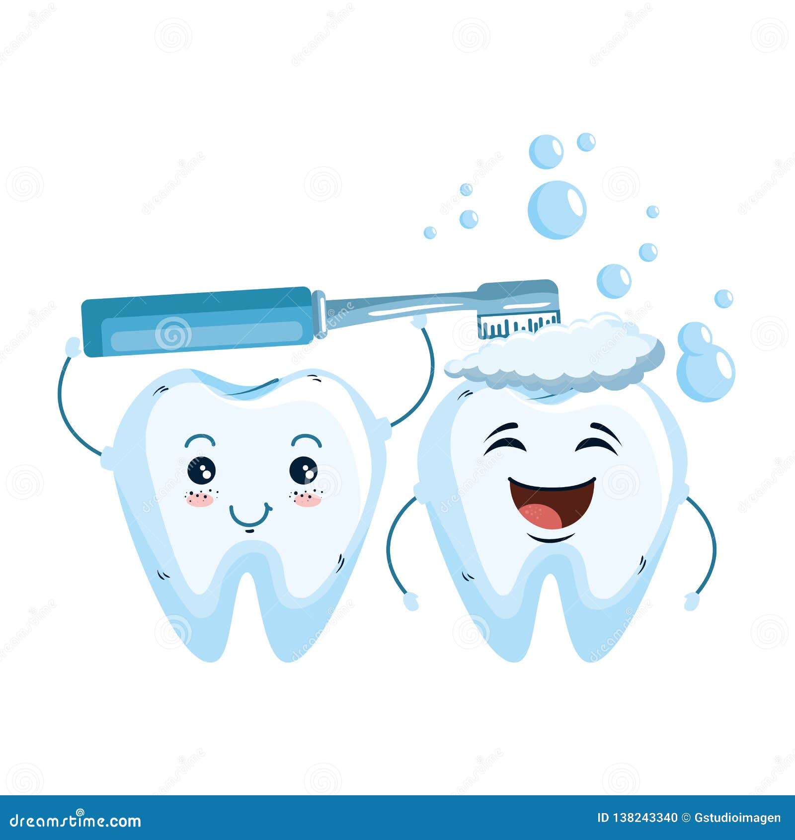 Comic Teeth Couple With Heart Kawaii Vector Illustration ...