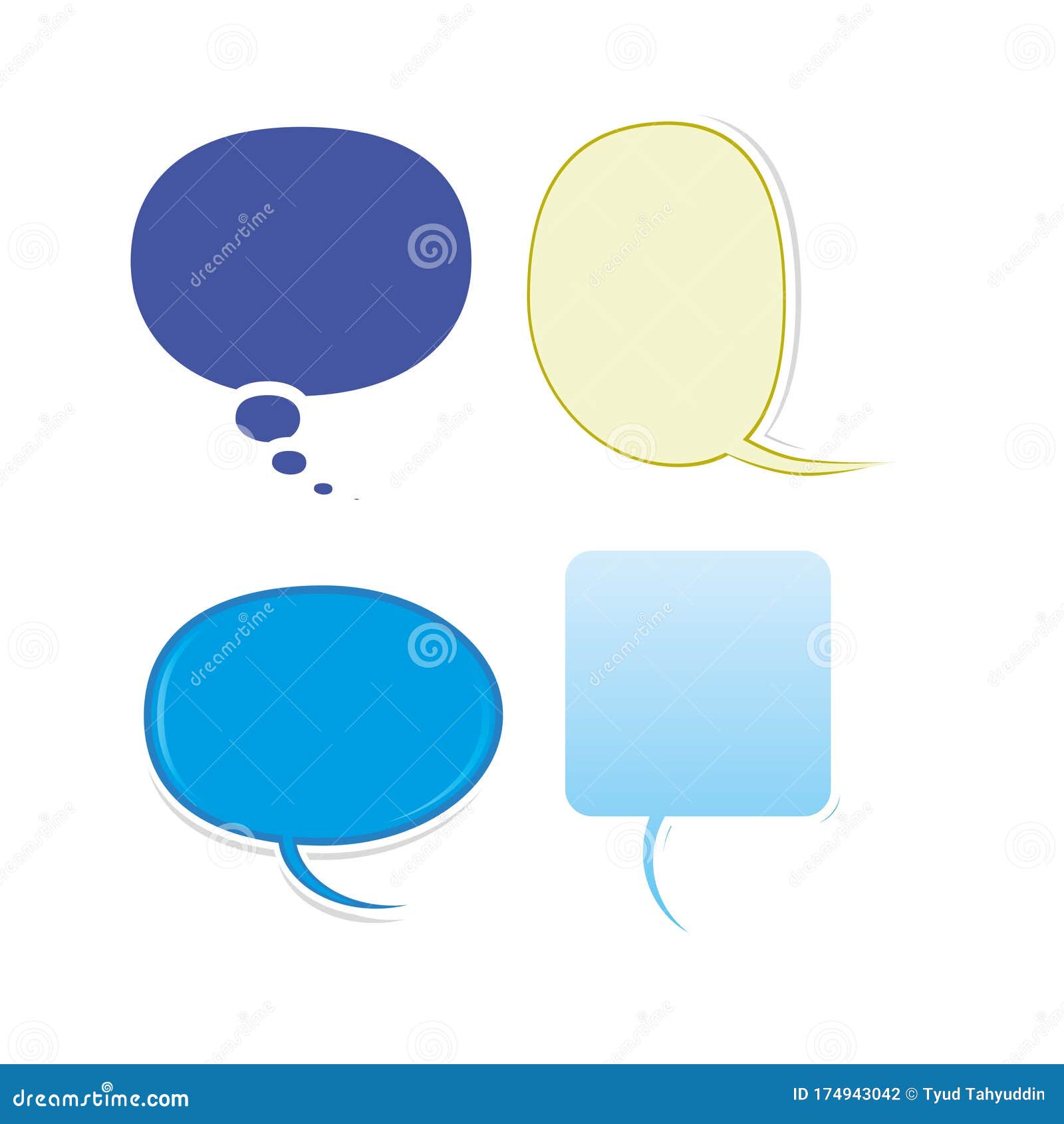 Comic Text Balloons, Vector Illustrations, in Blue and Yellow Stock ...