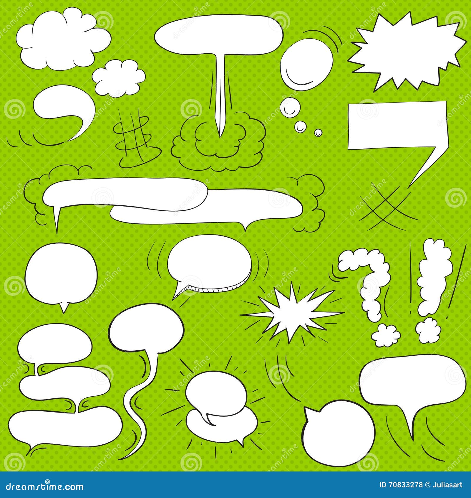 Comic Text Clouds in Pop Art Style, Set, Hand Drawn, Vector Ill Stock ...