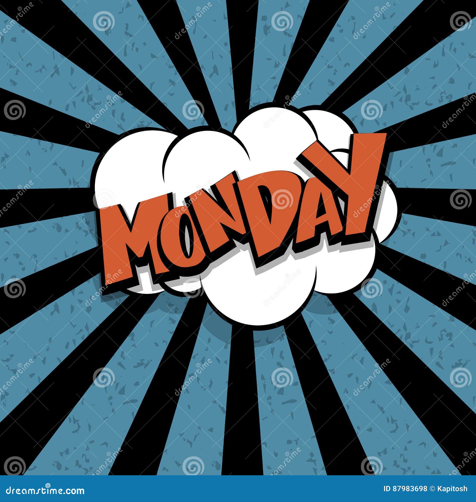 Comic Text Monday Cartoon Cloud Retro Stock Vector - Illustration of ...