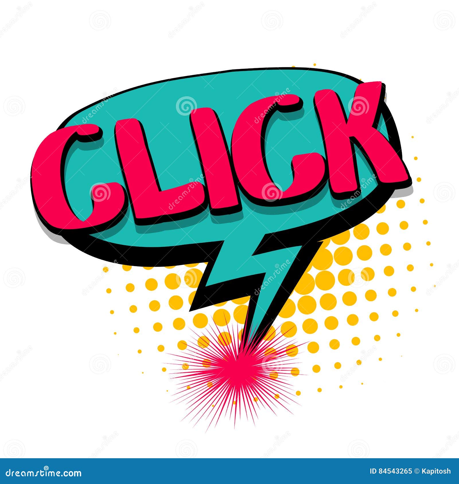 Comic Text Speech Bubble Click, Button Stock Vector - Illustration of ...