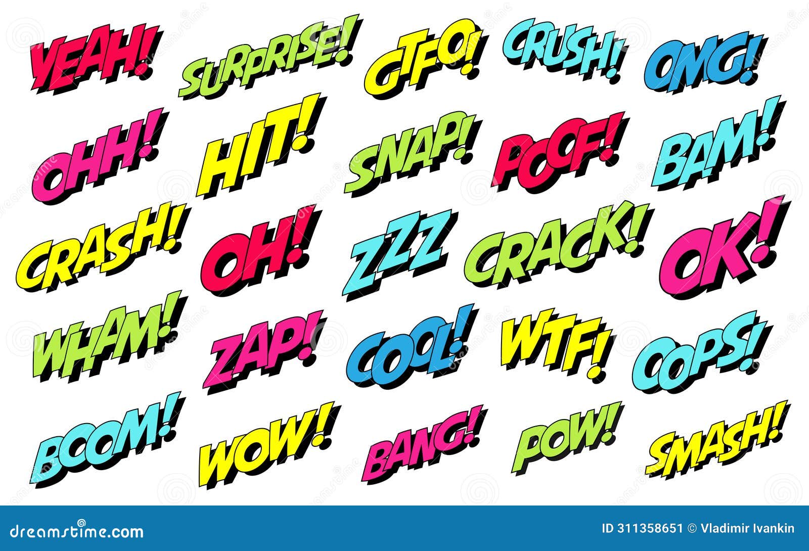 Comic Text Vector Collection Colorful Style Stock Vector - Illustration ...