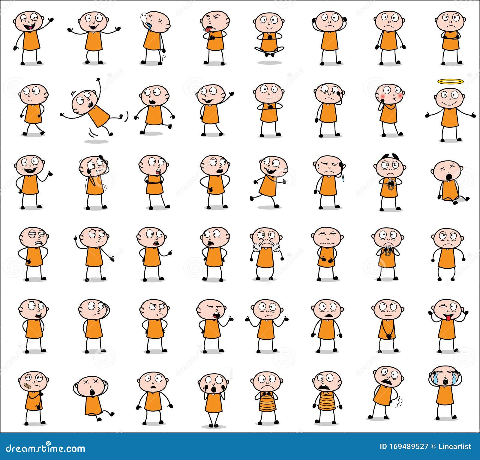 Comic Thief - Set of Various Poses Concepts Vector Illustrations Stock ...