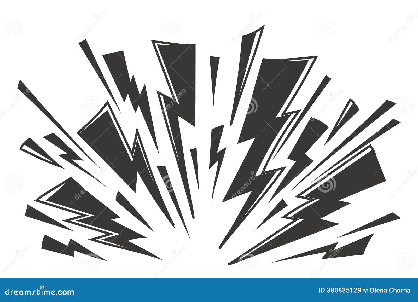 Comic Thunder Effect On White Background. Cartoon Lightning And Flash ...