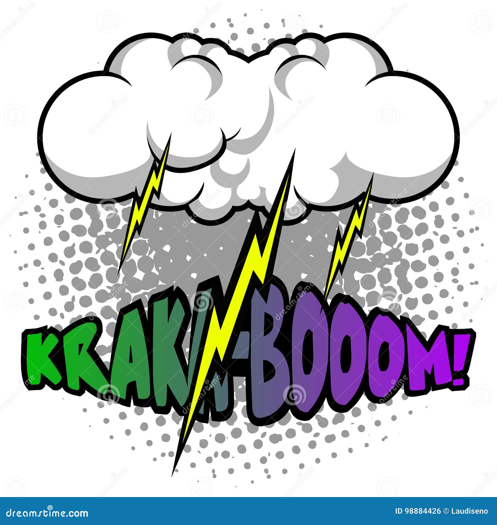 Comic Thunder Effect On White Background. Cartoon Lightning And Flash ...