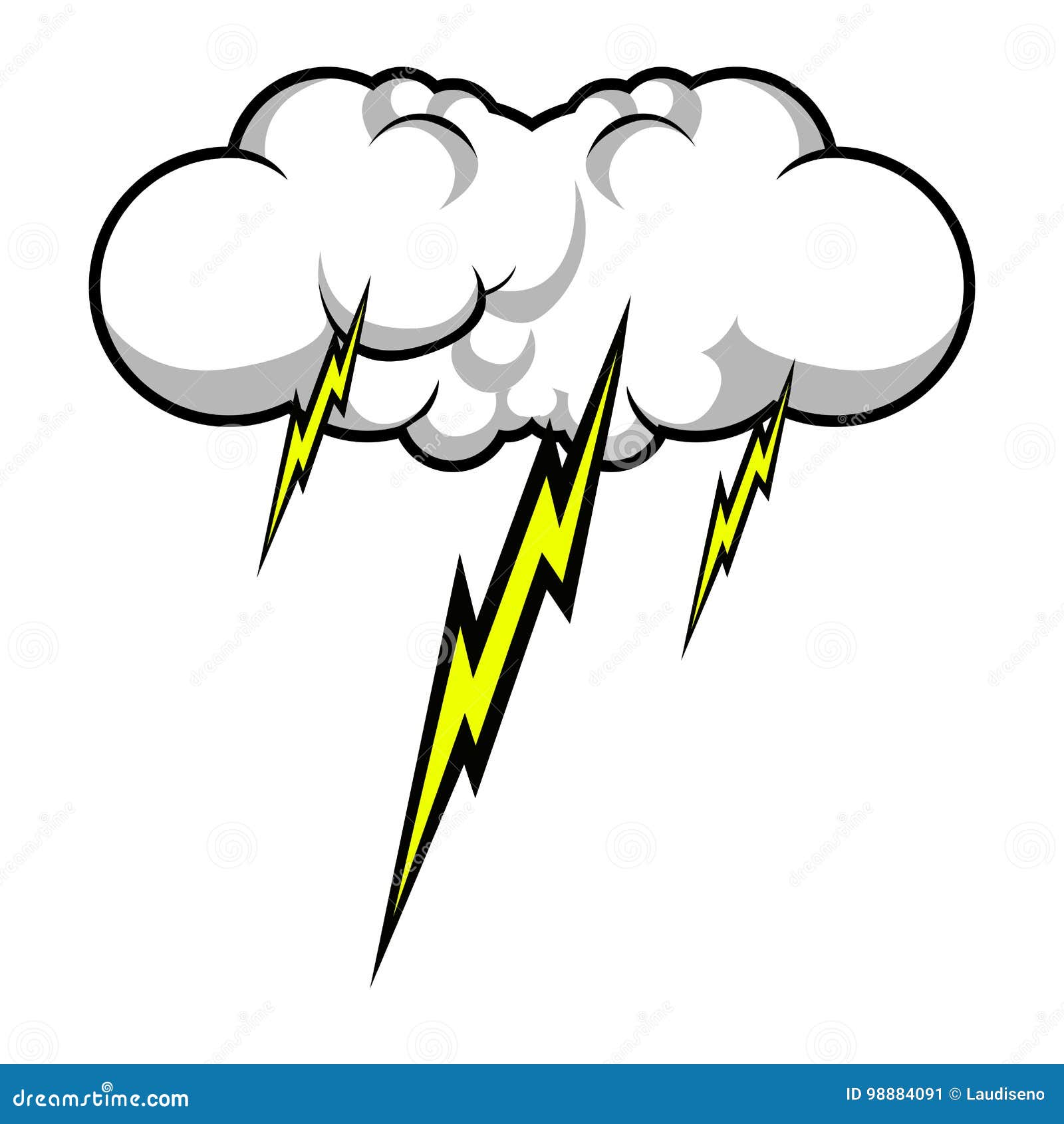 Comic Thunder Effect On White Background. Cartoon Lightning And Flash ...