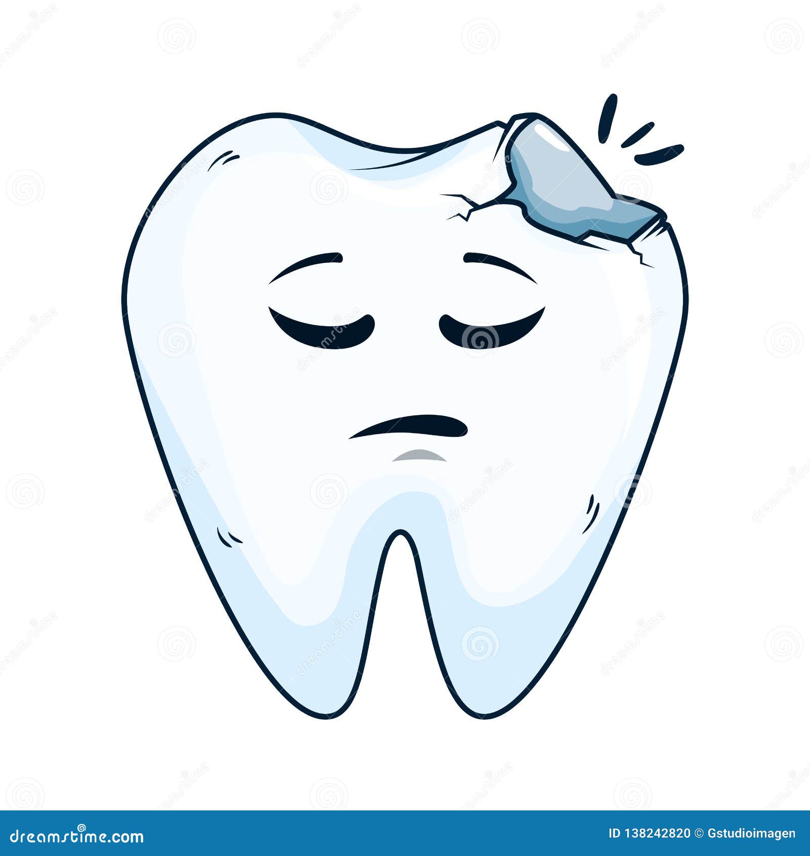Comic Tooth Broken Kawaii Character Stock Vector - Illustration of ...
