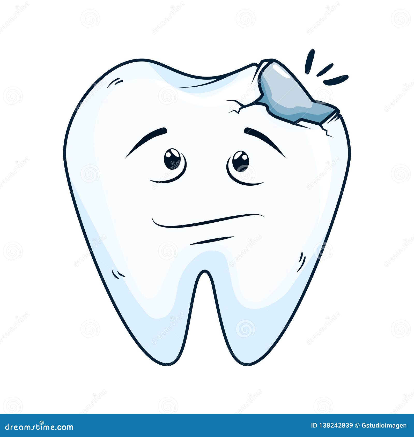 Comic Tooth Broken Kawaii Character Stock Vector - Illustration of ...