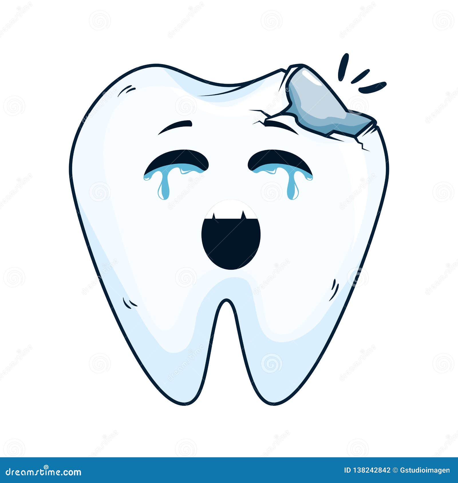 Comic Tooth Broken Kawaii Character Stock Vector - Illustration of ...