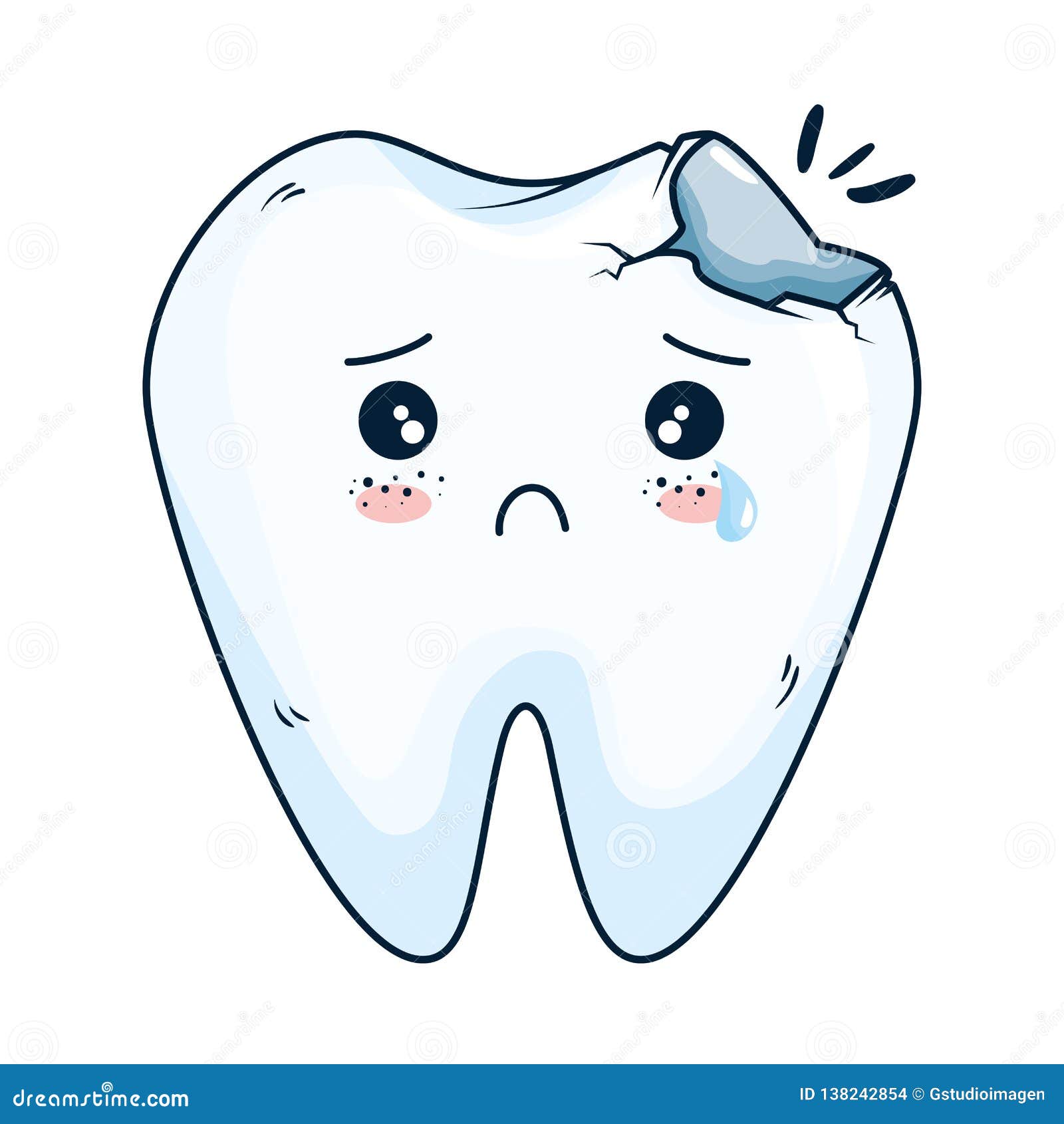 Comic Tooth Broken Kawaii Character Stock Vector - Illustration of face ...
