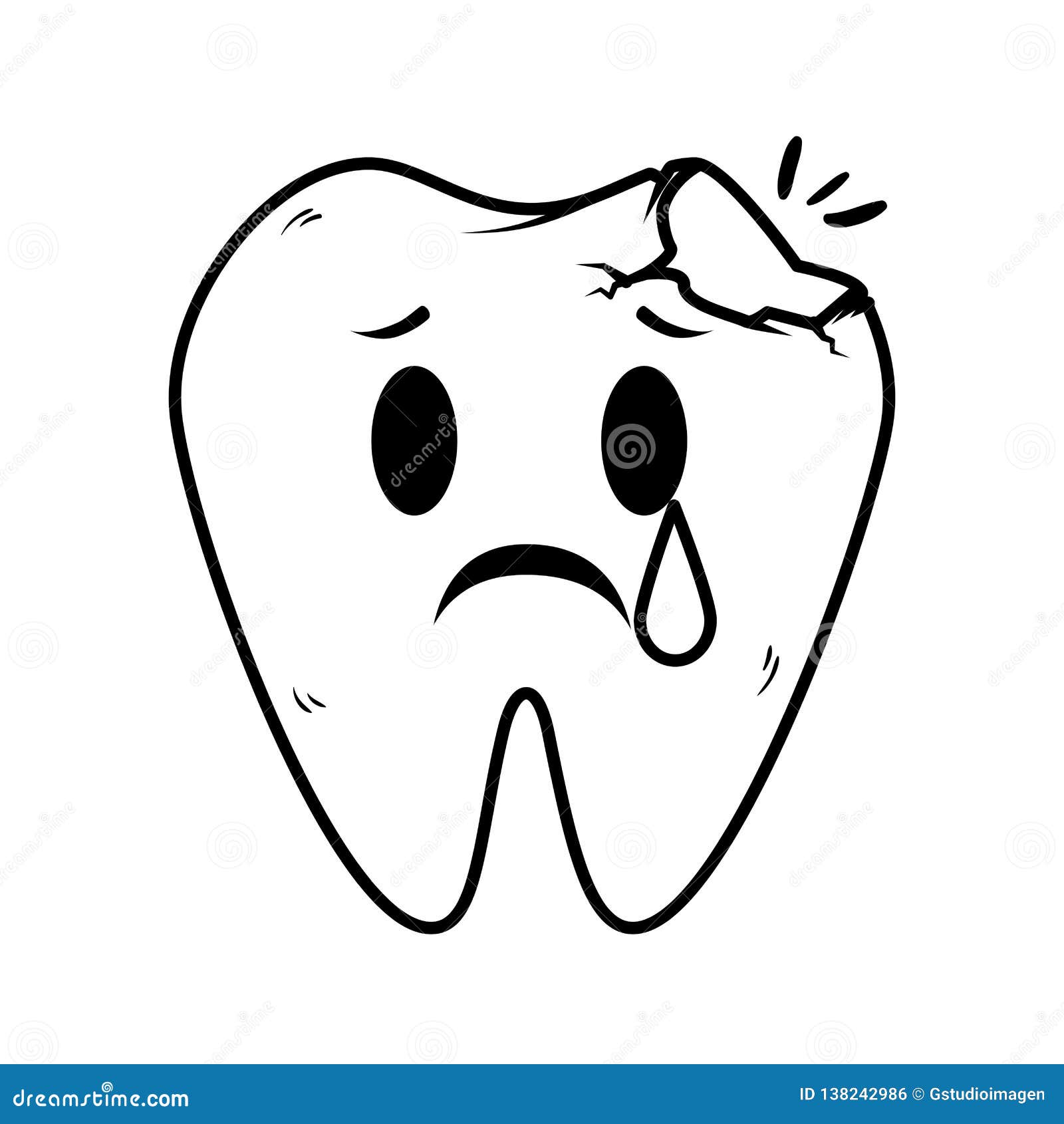 Comic Tooth Broken Kawaii Character Stock Vector - Illustration of ...