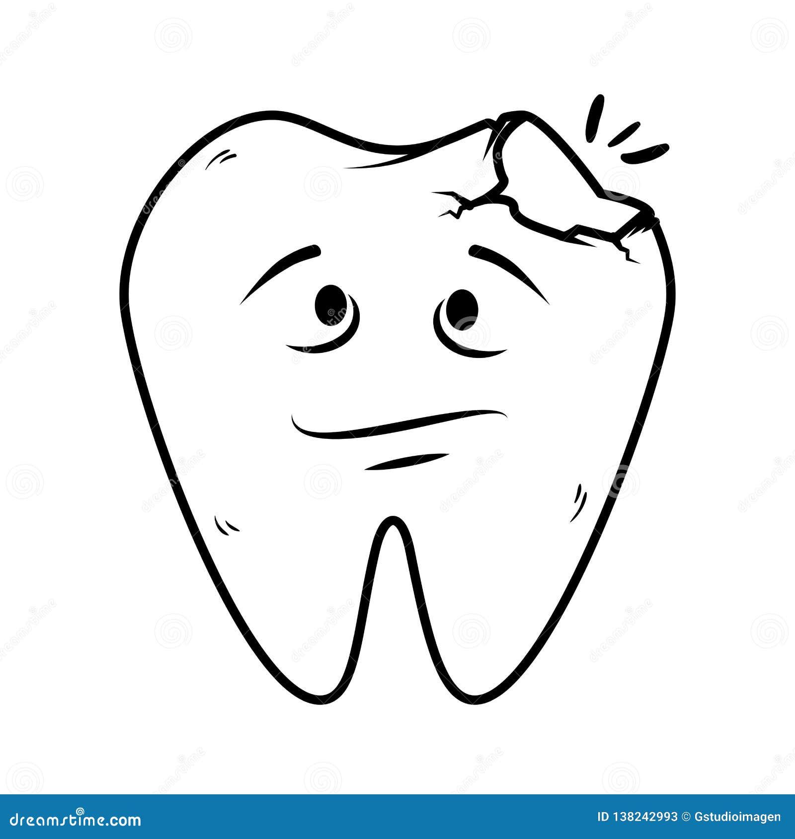 Comic Tooth Broken Kawaii Character Stock Vector - Illustration of ...