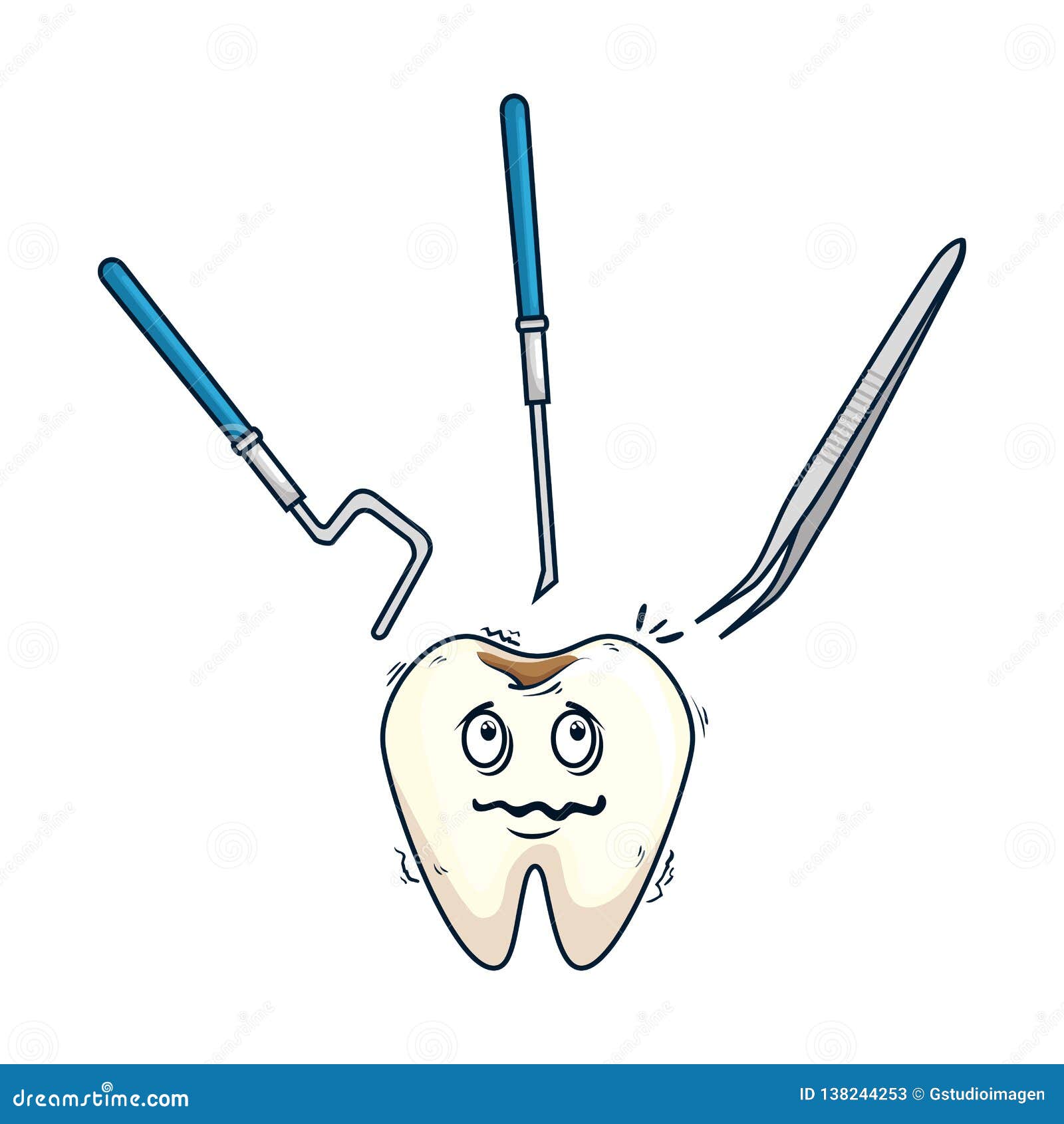 Comic Tooth With Toothpaste And Magnifying Glass Cartoon Vector ...