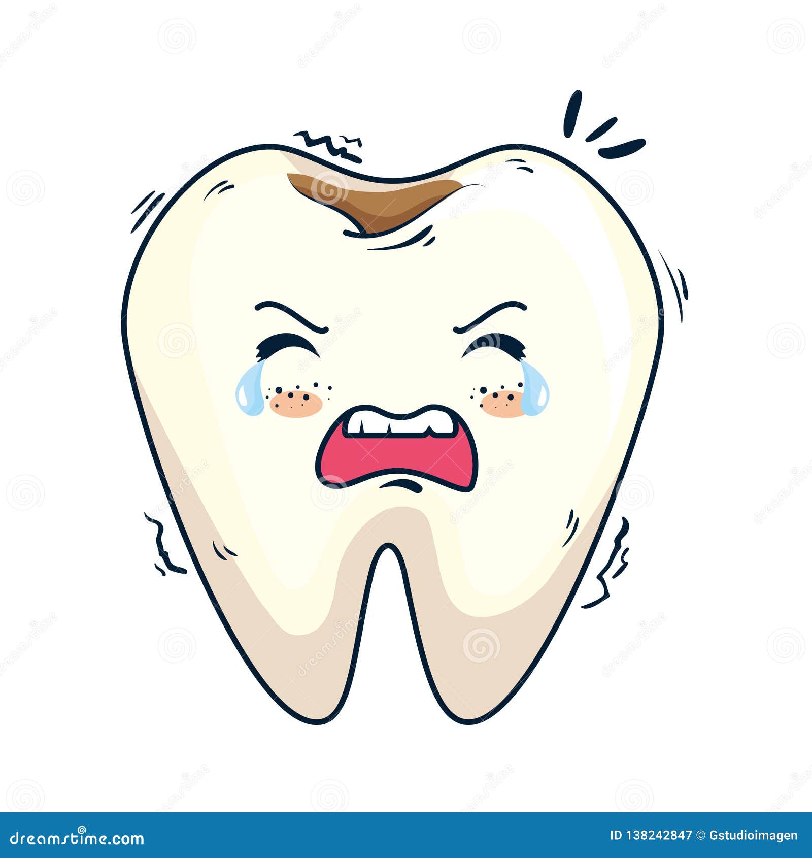 Comic Tooth With Toothpaste And Magnifying Glass Cartoon Vector ...