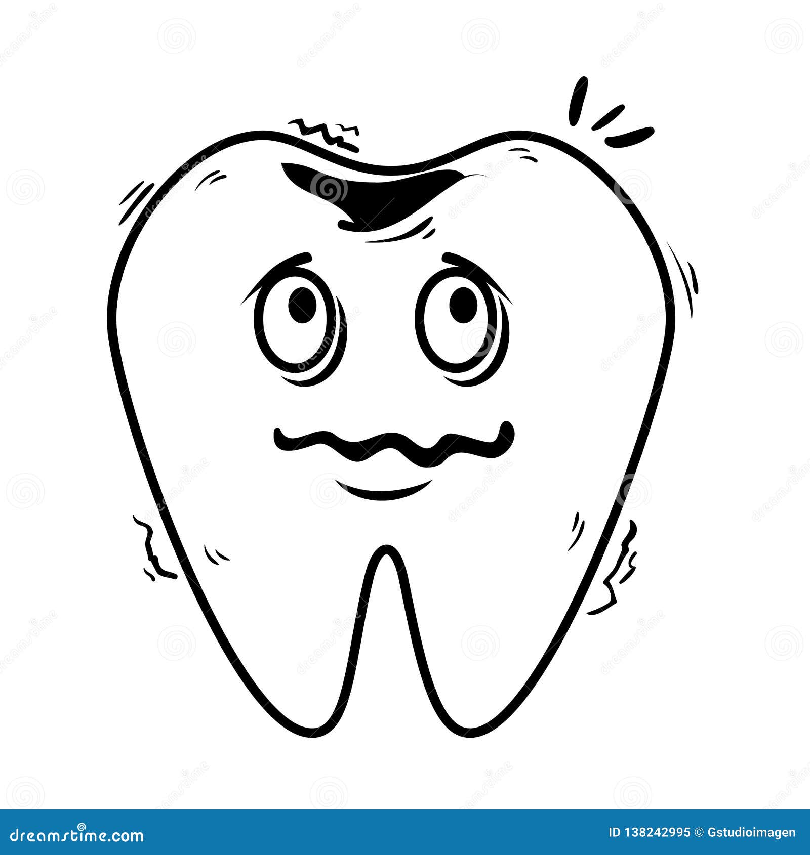 Comic Tooth Sad Kawaii Character Stock Vector - Illustration of ...