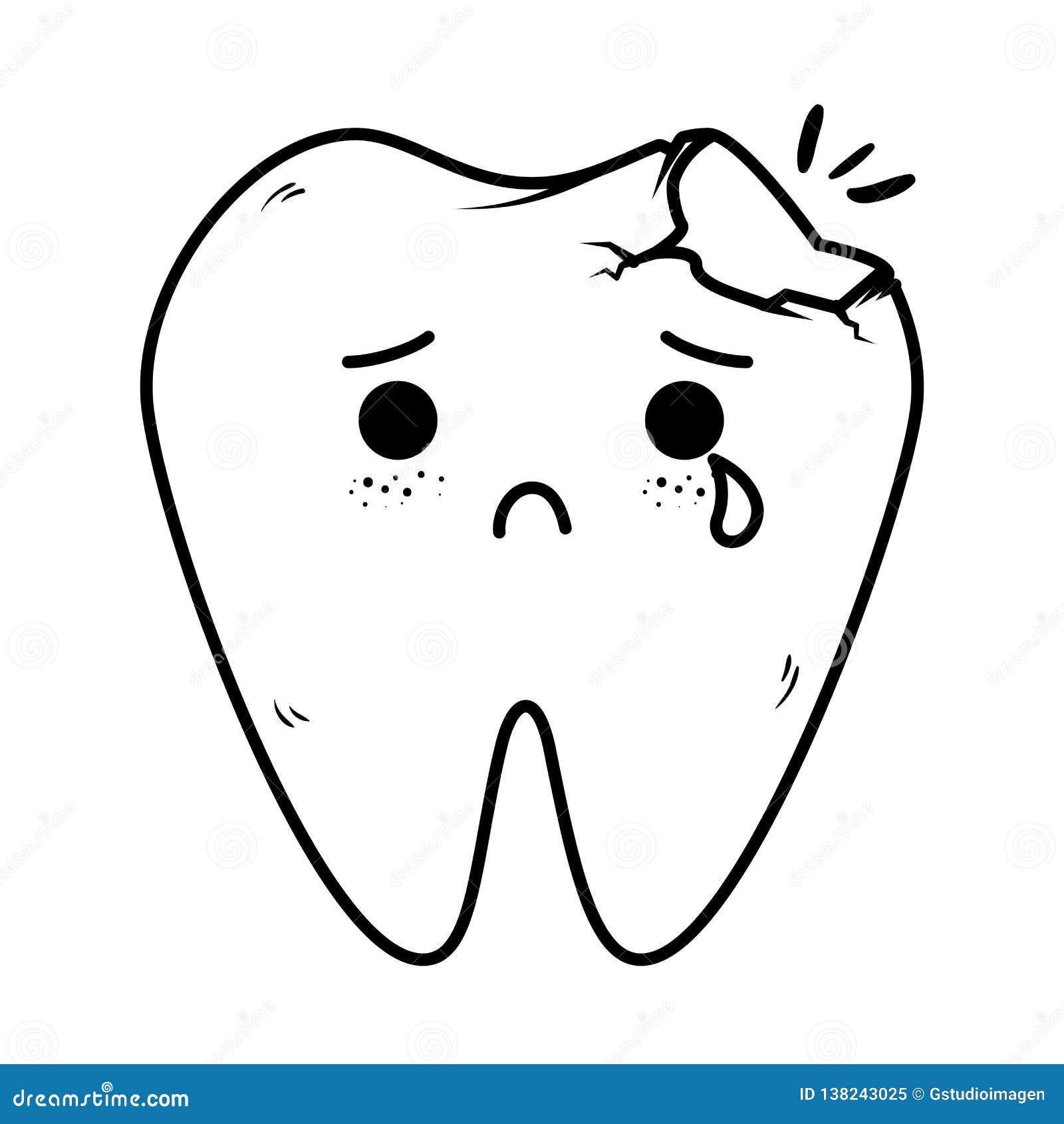 Comic Tooth Sad Kawaii Character Stock Vector - Illustration of healthy ...