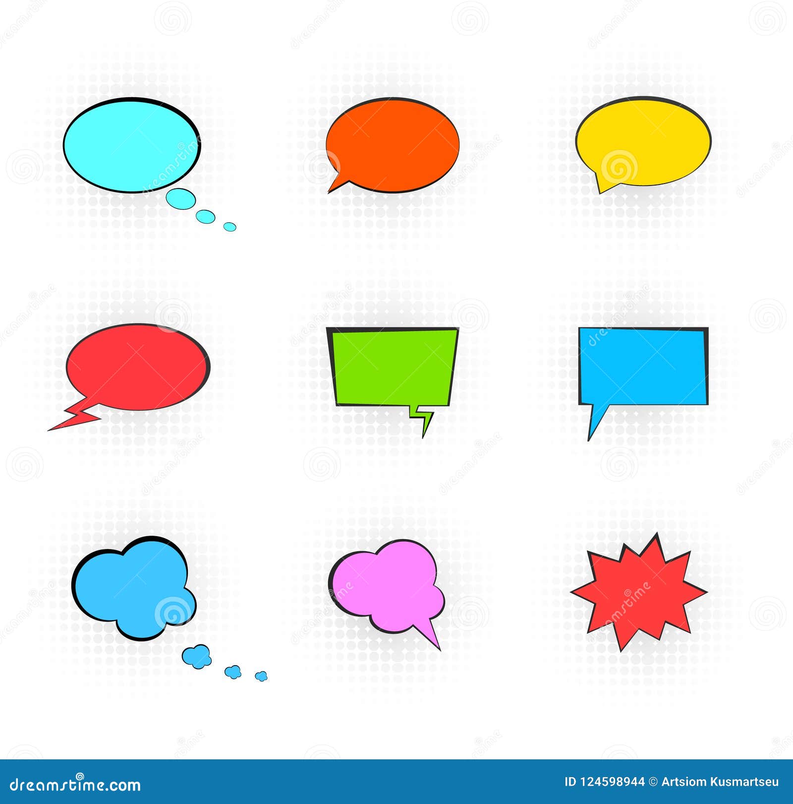 Comic vector speech box stock vector. Illustration of colorful - 124598944