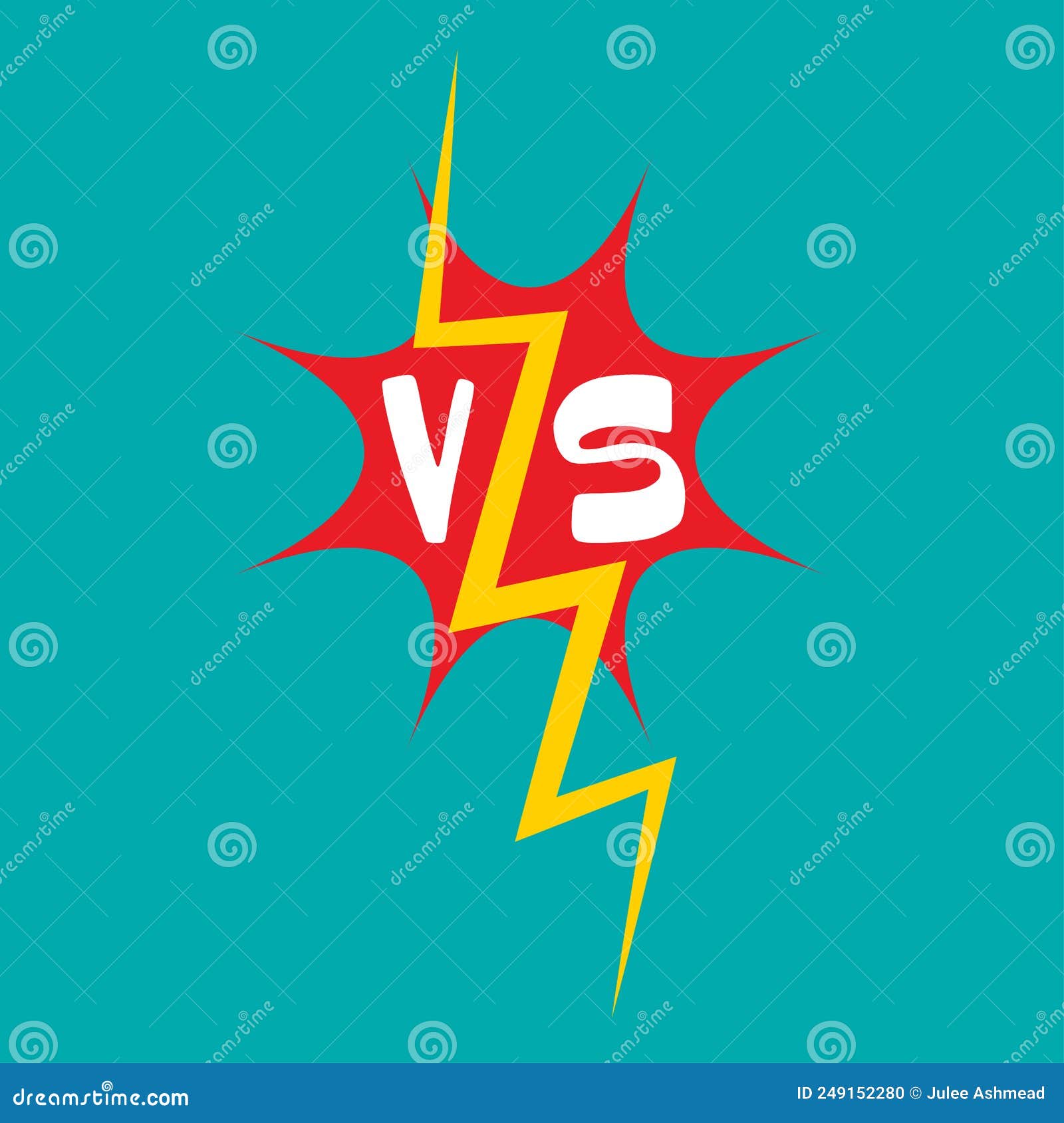 Comic Versus Explosion Callout with Lightning Bolt Down the Center ...