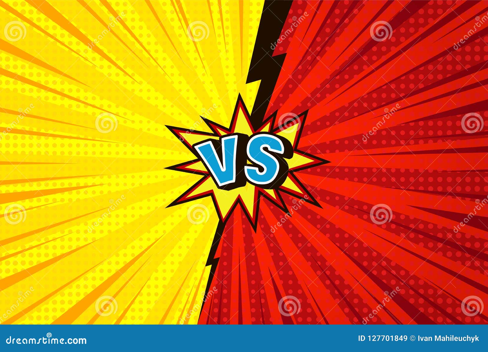 Comic Versus Bright Horizontal Background Cartoon Vector ...