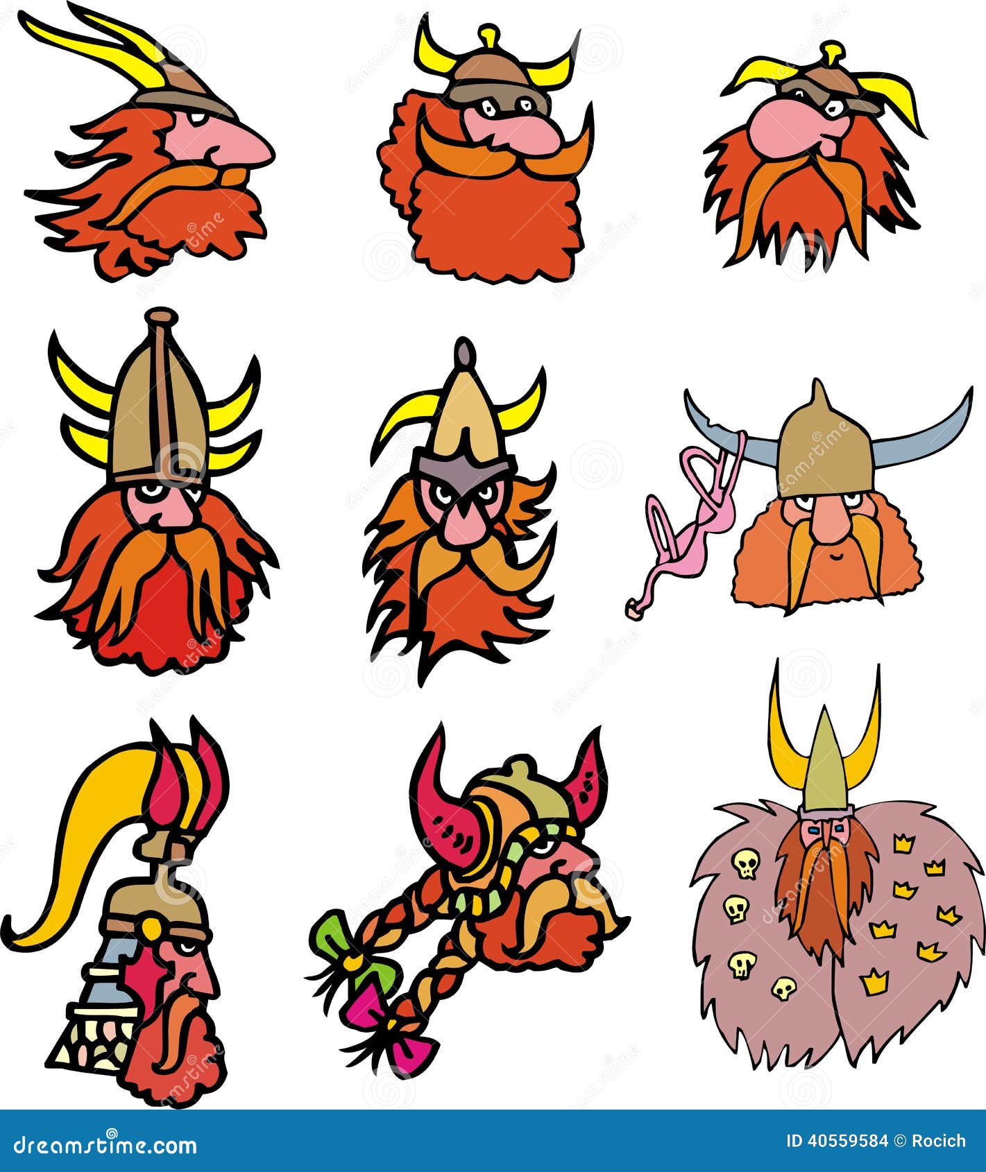 Comic viking heads stock vector. Illustration of humor - 40559584