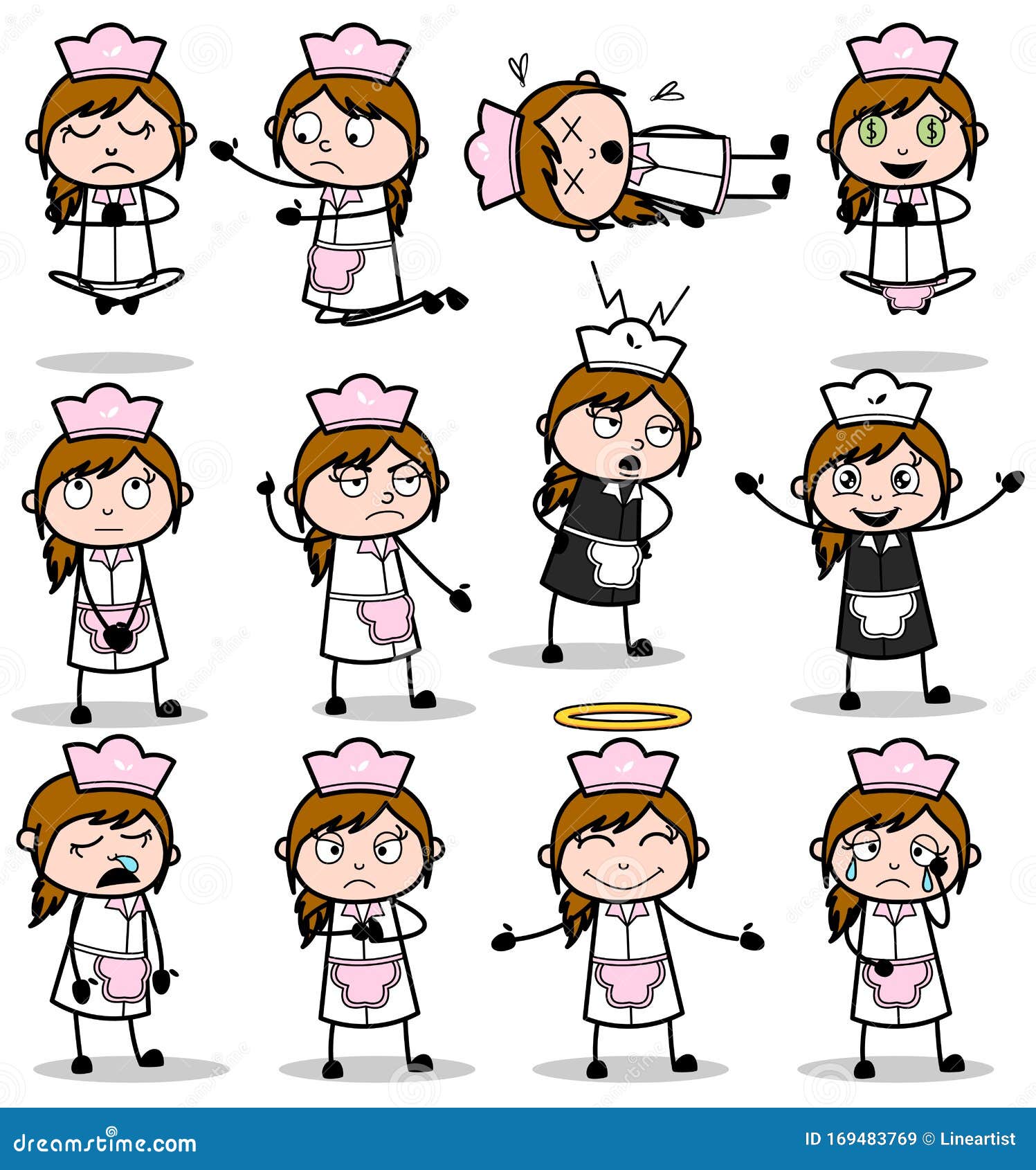 Comic Waitress Poses - Set of Concepts Vector Illustrations Stock ... Comic Waitress Poses - Set of Concepts Vector Illustrations Stock ...