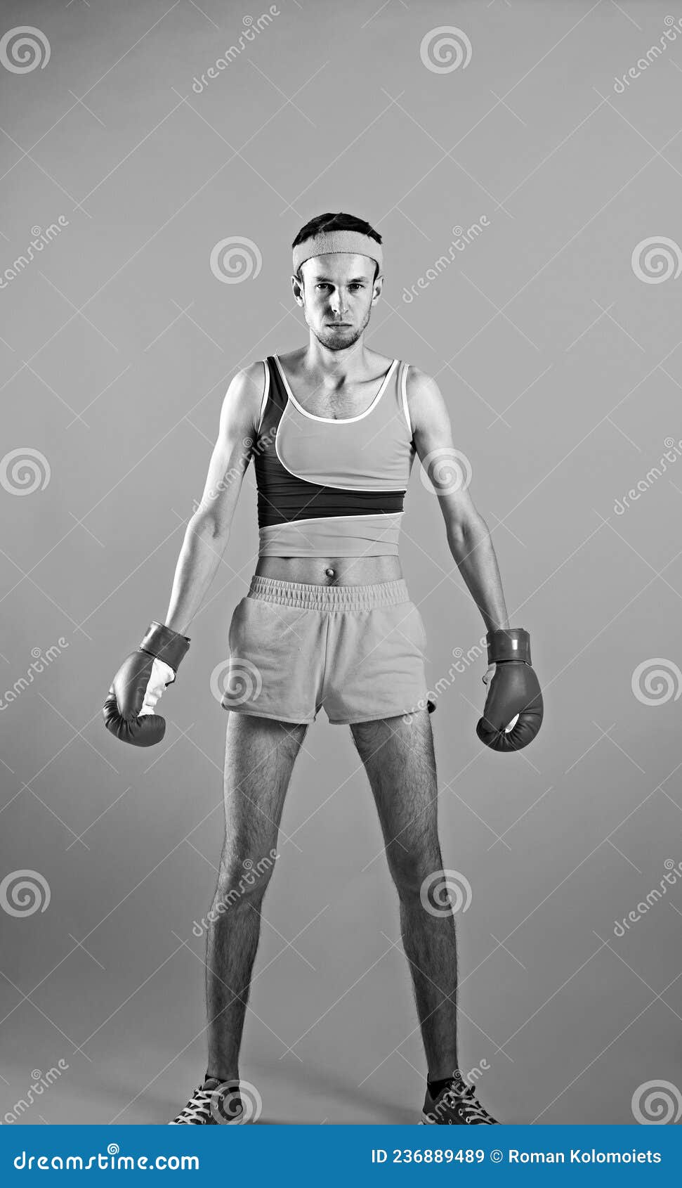 Boxing And Comic Conflict Concept. Weak Guy Makes Hits And Punches. Man ...