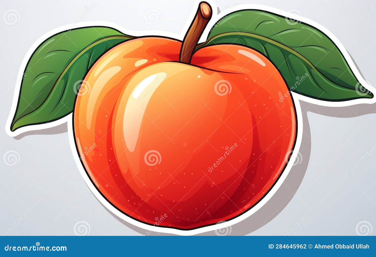 Comic White Background Sticker Peach. Generative AI Stock Illustration ...