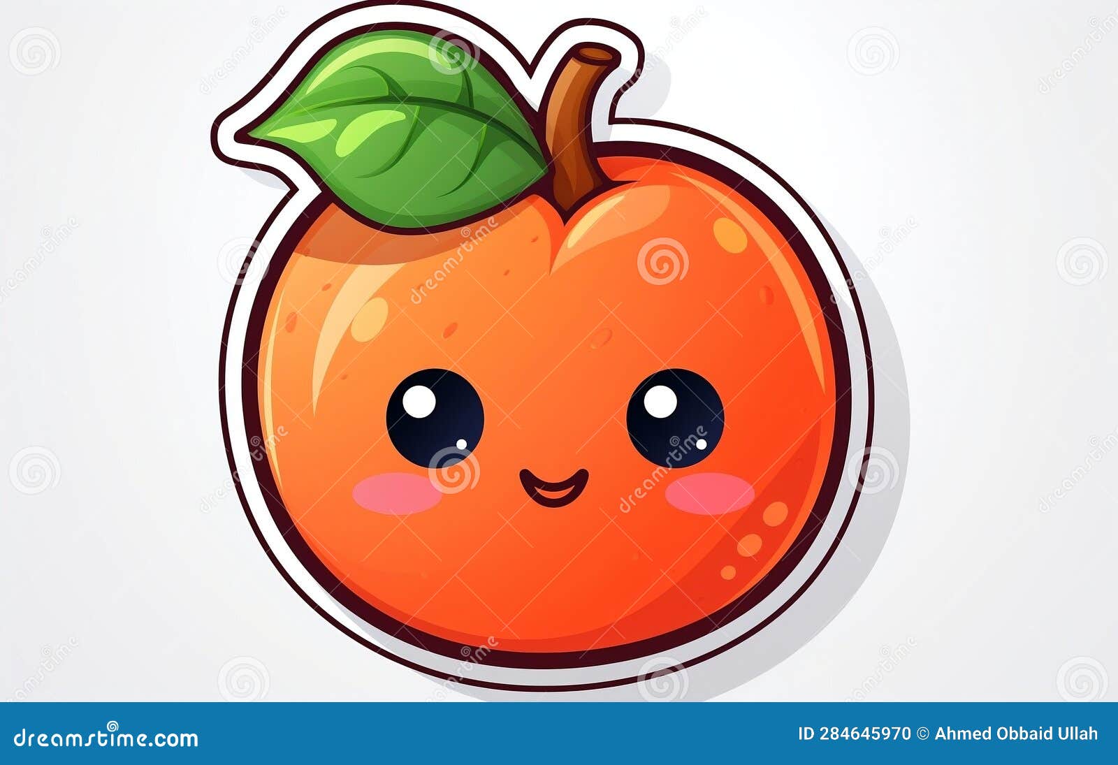 Comic White Background Sticker Peach. Generative AI Stock Illustration ...