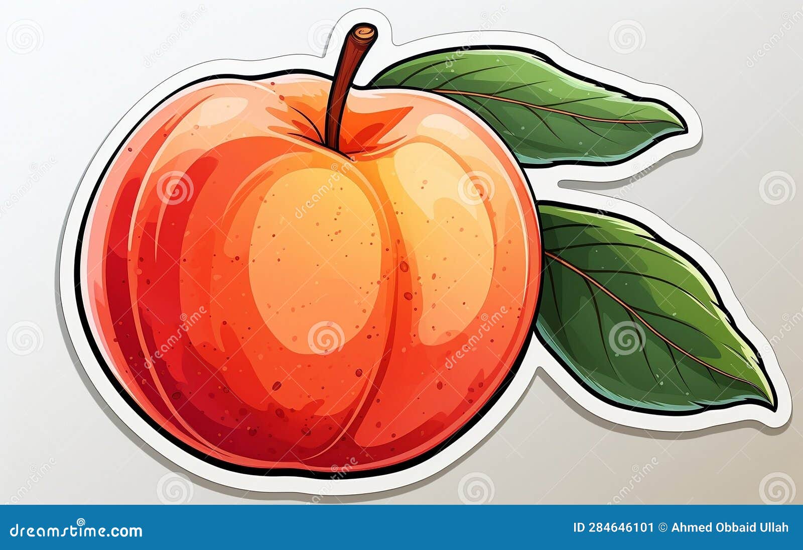 Comic White Background Sticker Peach. Generative AI Stock Illustration ...