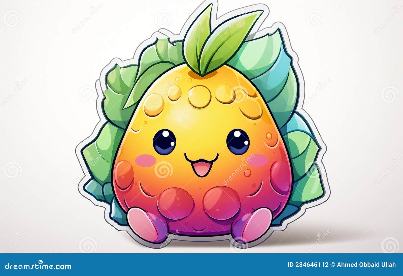 Comic White Background Sticker Peach. Generative AI Stock Illustration ...