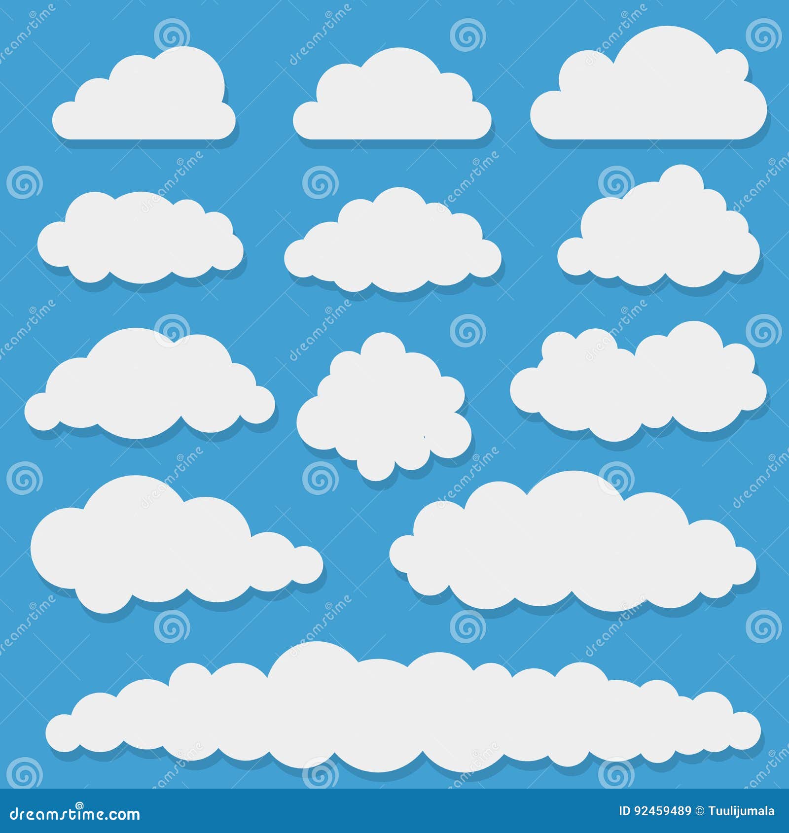 White Cloud Symbol For Cloudscape Background. Cartoon Clouds Symbols ...