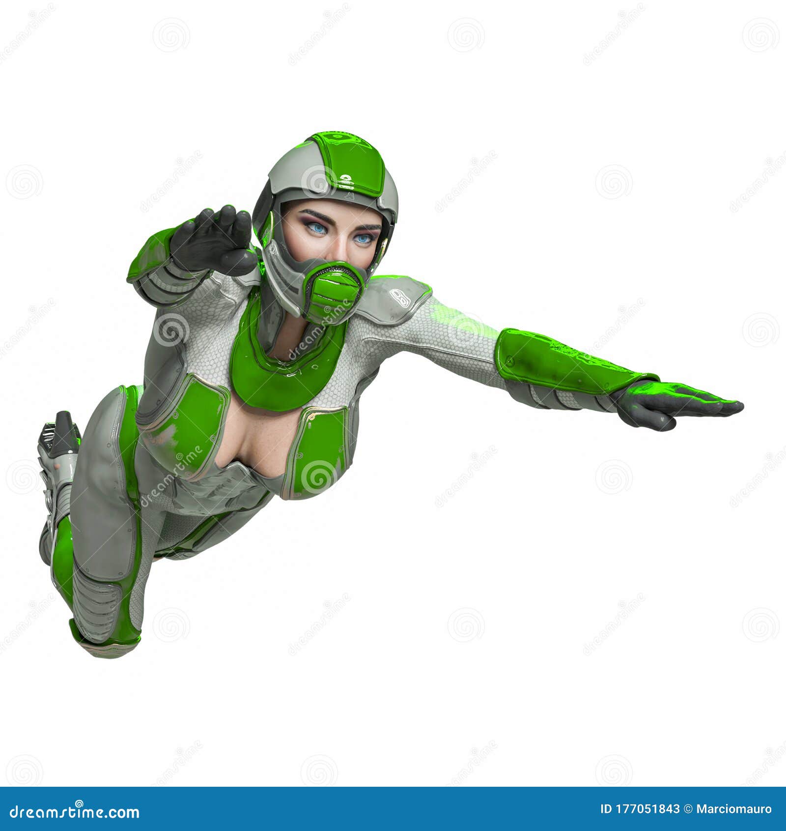 Comic Woman in a Sci Fi Outfit Jumping Stock Illustration ...