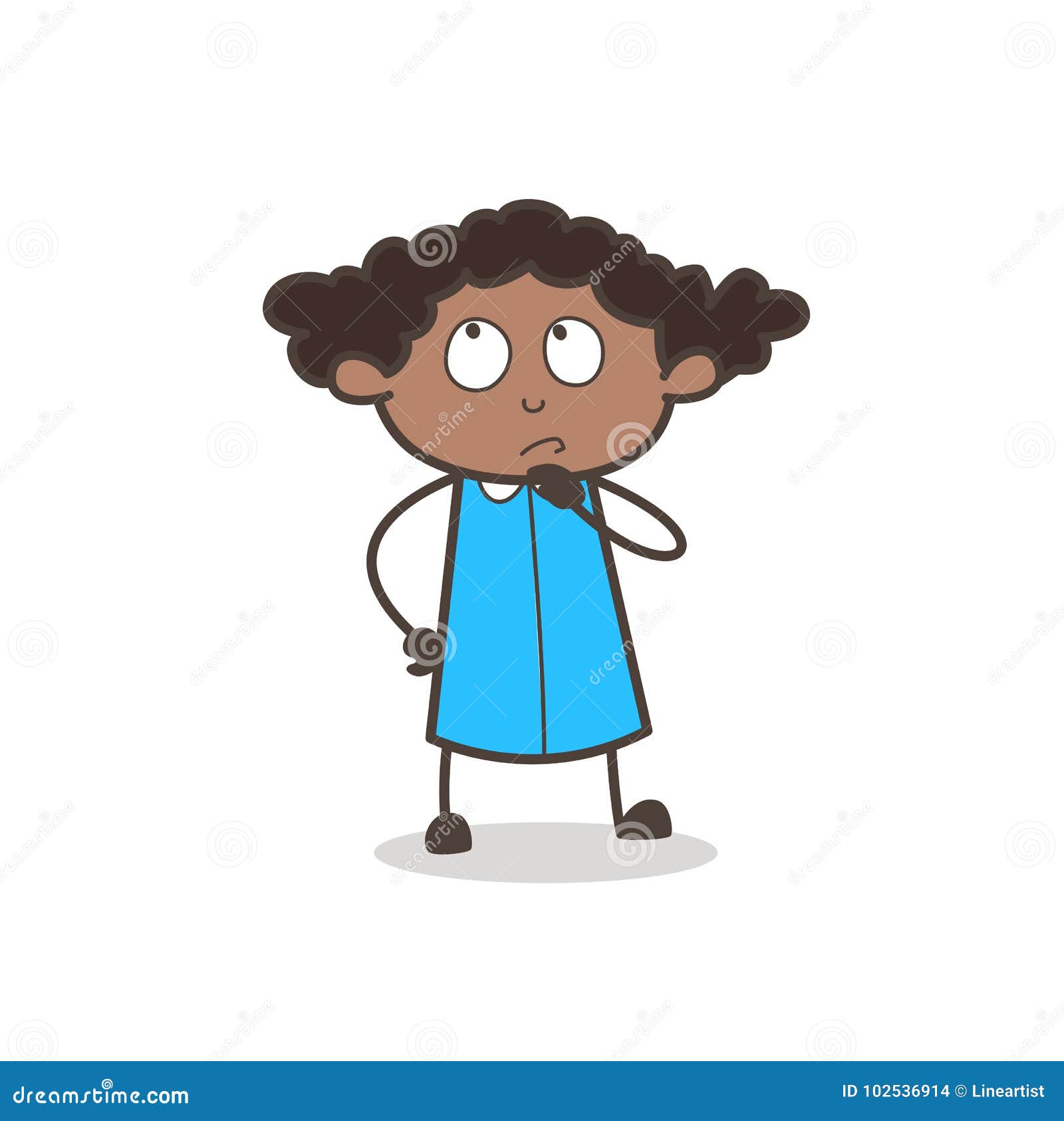 Comic Young Girl Thinking Face Vector Stock Illustration - Illustration ...