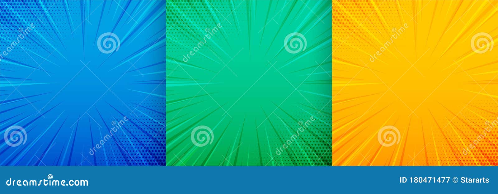 Comic Zoom Focus Lines Empty Background Set Stock Vector - Illustration ...