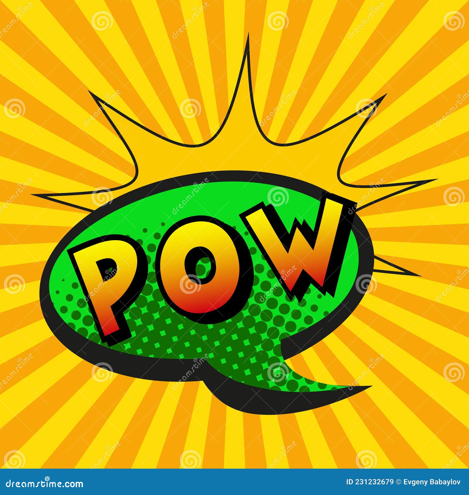 Comic Zoom Inscription POW on a Colored Background - Vector Stock ...