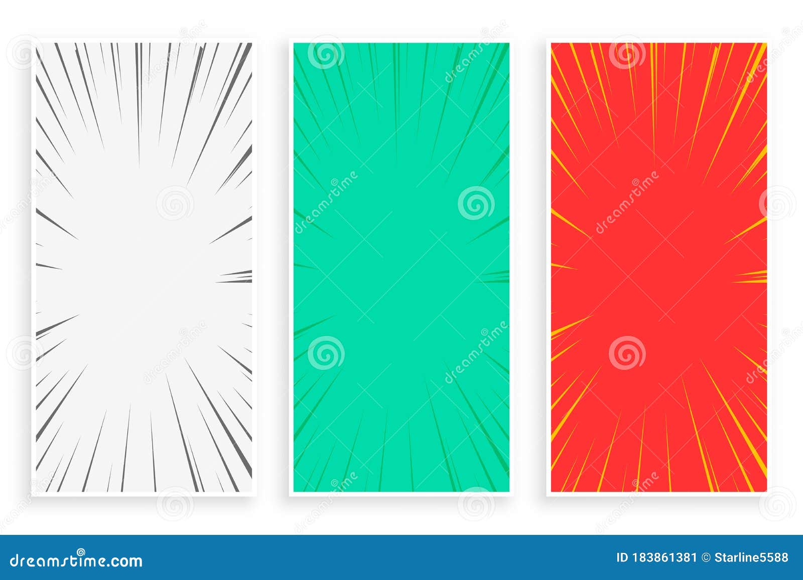 Comic Zoom Lines Banners Set Stock Vector - Illustration of cartoon ...