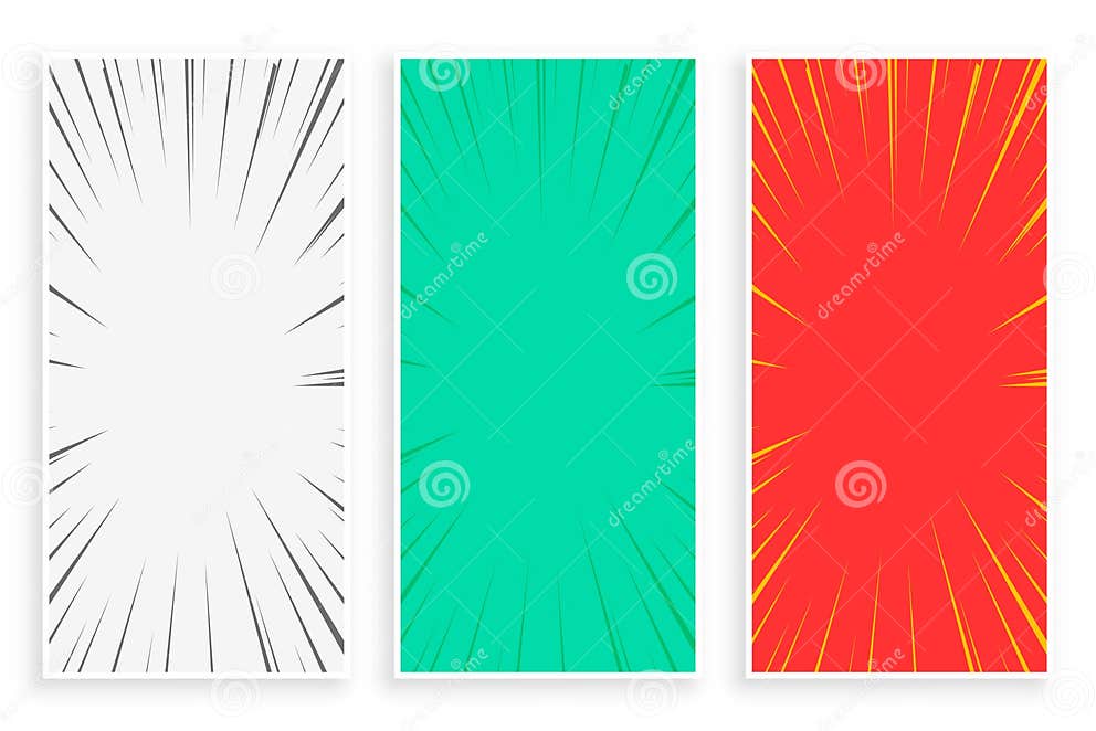 Comic Zoom Lines Banners Set Stock Vector - Illustration of zoom ...
