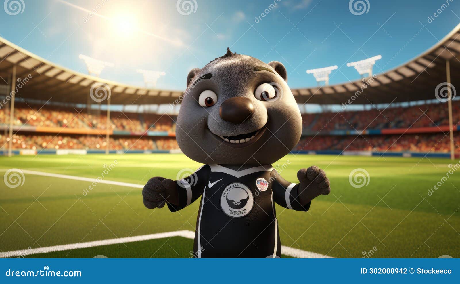 Comical Bear Mascot: Unreal Engine Rendered Stadium Character Stock ...