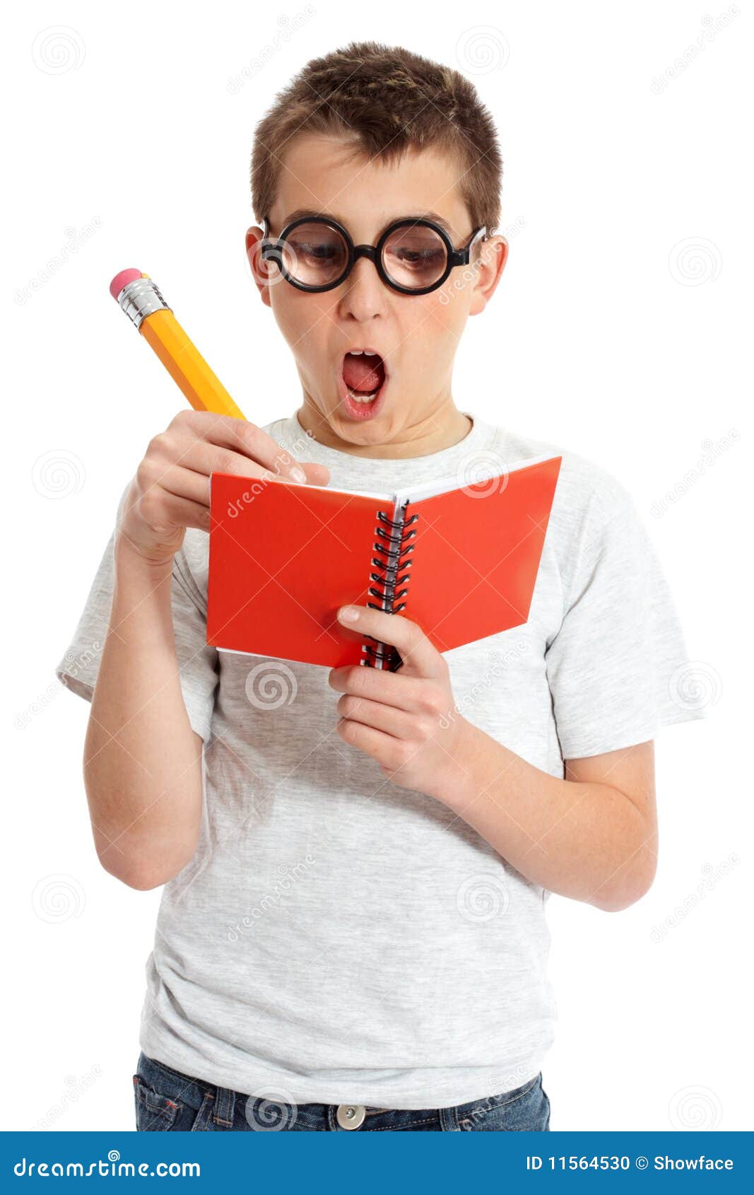 Comical Boy in Geek Glasses Stock Photo - Image of person, education ...