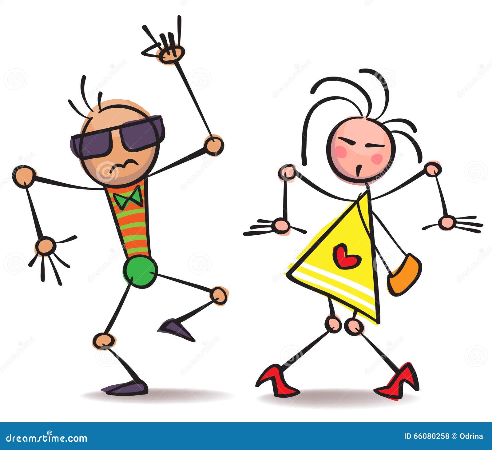 Comical dancing people stock vector. Illustration of feeling - 66080258