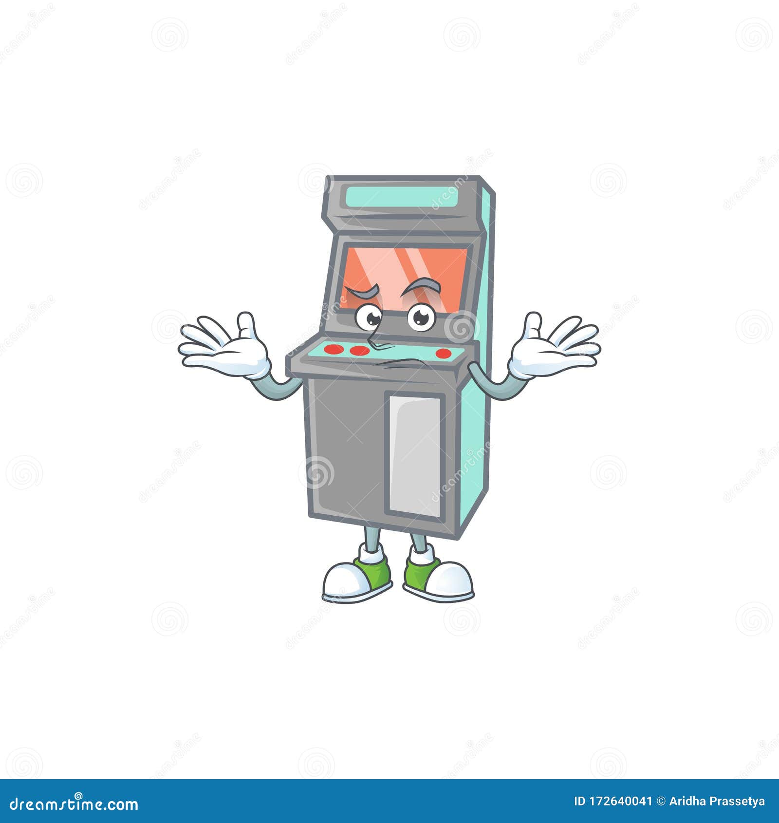 A Comical Grinning Arcade Game Machine Cartoon Design Style Stock ...