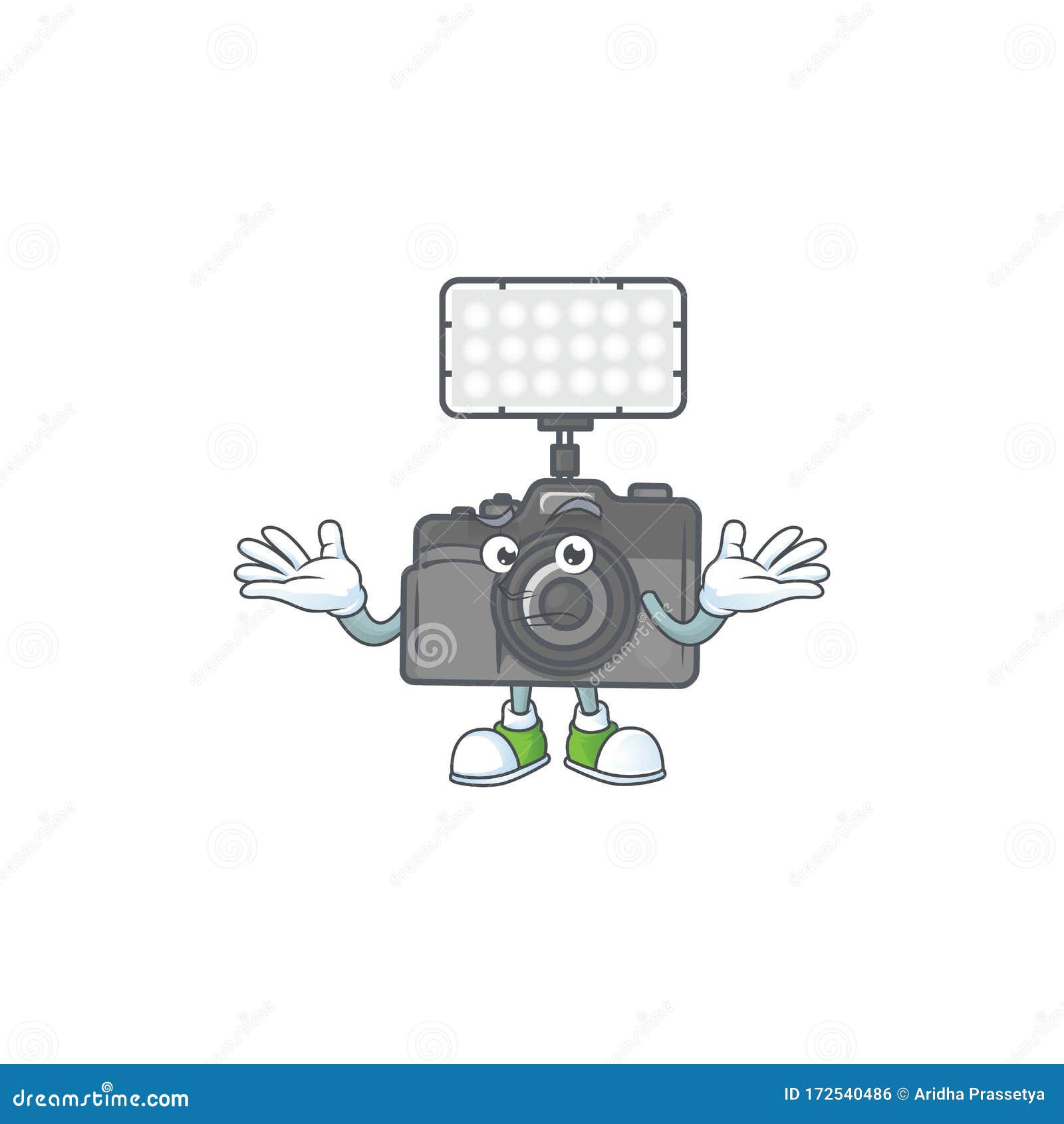A Comical Grinning Photo Camera with Lighting Cartoon Design Style ...